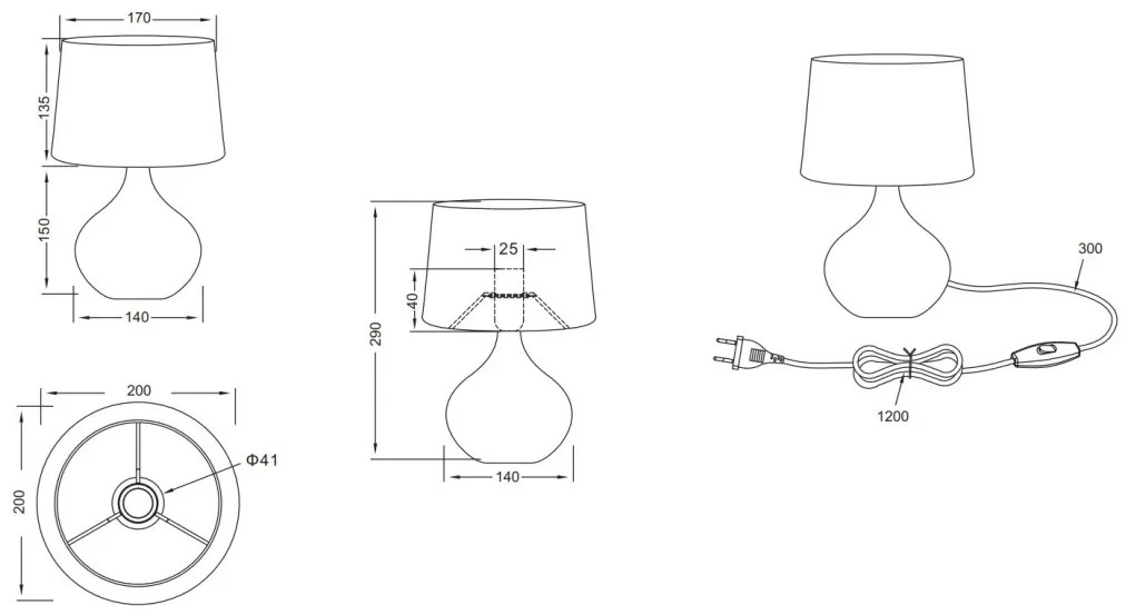Stolní lampa Martin 29 cm, bílá