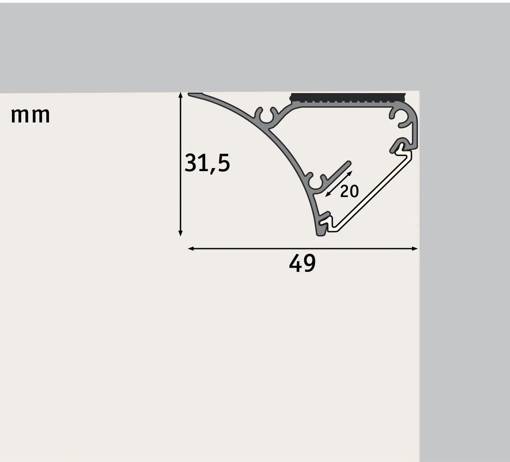 Paulmann 70440 Corner profil pro nepřímé osvětelní LED páskou, 100 cm