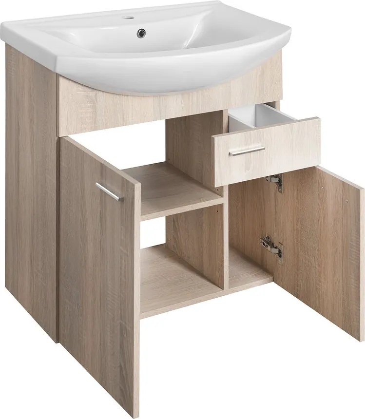 Aqualine Aqualine, ZOJA umyvadlová skříňka 71,5x74x34cm, dub platin, 51175
