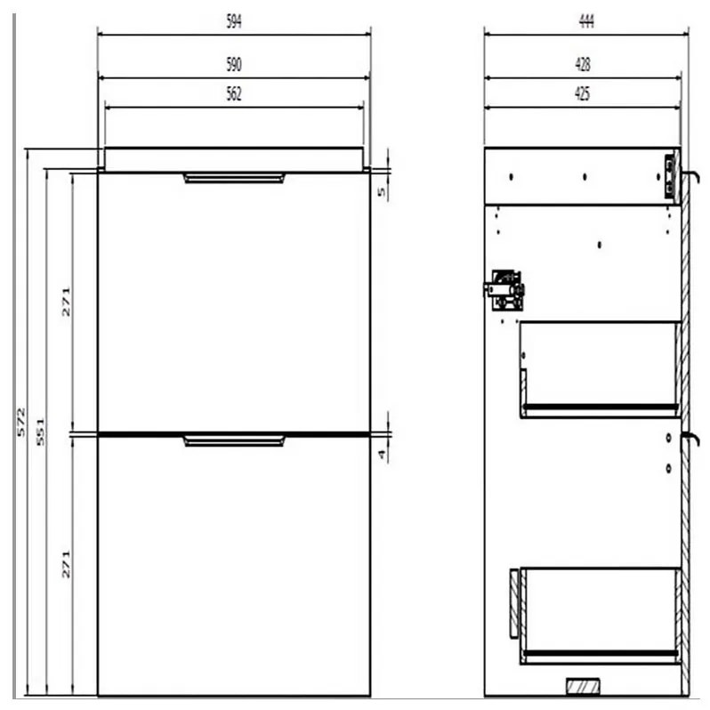 Cersanit Malika, závěsná umyvadlová skříňka 594x450x551 mm, dub, S598-045-DSM