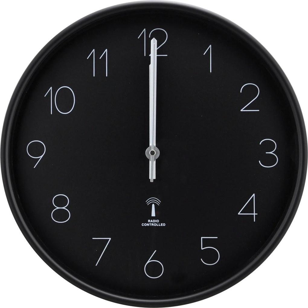 XXXLutz RÁDIEM ŘÍZENÉ HODINY černá 37,8 cm Ambia Home - Nástěnné hodiny - 009007001301