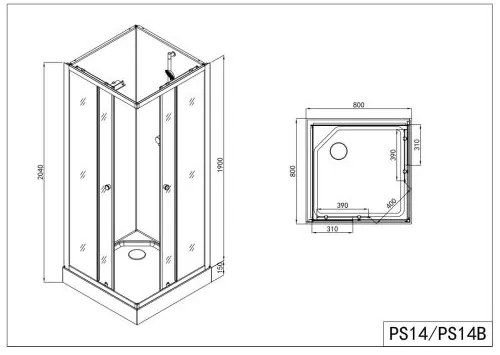 RAKOUSKÝ produkt - Sprchový box FORTE 80x80x203 nebo 90x90x203 Velikost: 80x80