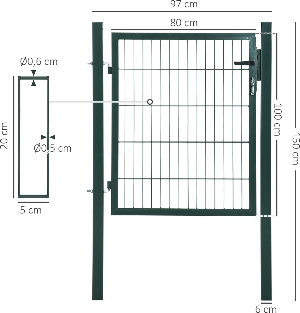 Zahradní branka Zahradní branka Ocelová plotová branka Brána do dvora Klika Zámek a klíče 97 x 150 cm Zelená barva