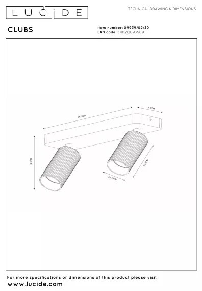 Lucide 09939/02/30 - Bodové svítidlo CLUBS 2xGU10/40W/230V černá