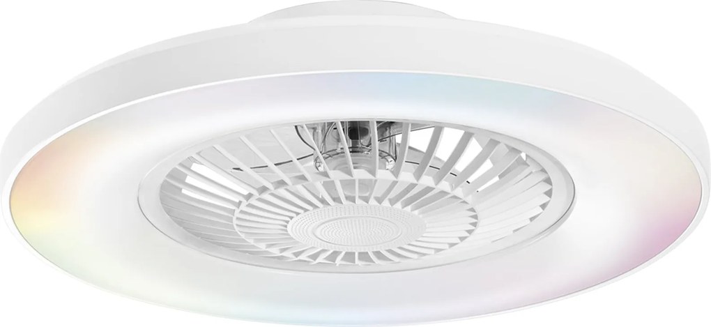 FAN LED-GARBIN-BCO Stropní svítidlo Garbin bílý LED ventilátor 40 W, 5500 lm, CCT stmívatelné, s RF dálkovým ovladačem a Bluetooth reproduktorem, 1 - FANEUROPE