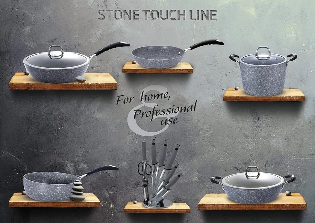 BERLINGERHAUS Pánev hluboká s poklicí s mramorovým povrchem 24 cm Gray Stone Touch Line BH-1165