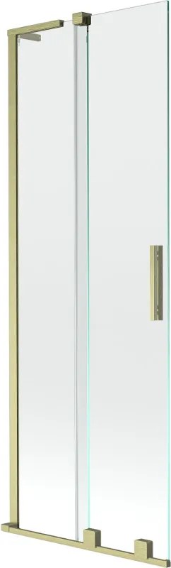 Mexen Velar L, 2-křídlová posuvná vanová zástěna 75 x 150 cm, 8mm čiré sklo, zlatý matný profil, 896-075-003-01-55