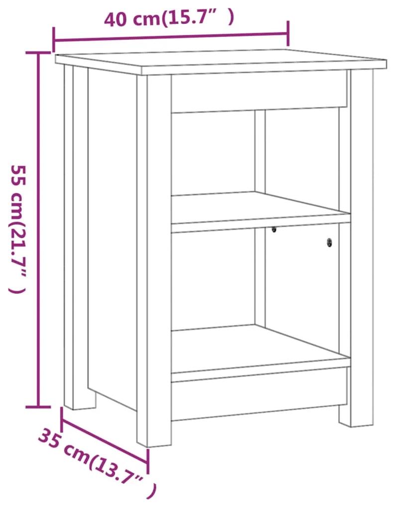 Noční stolek bílý 40 x 35 x 55 cm masivní borové dřevo - Default Title