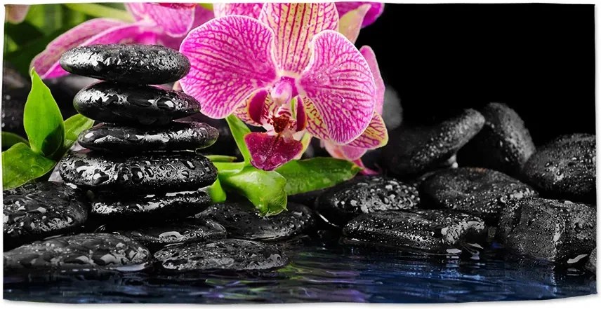 Sablio Ručník Orchidej na kamenech - 70x140 cm