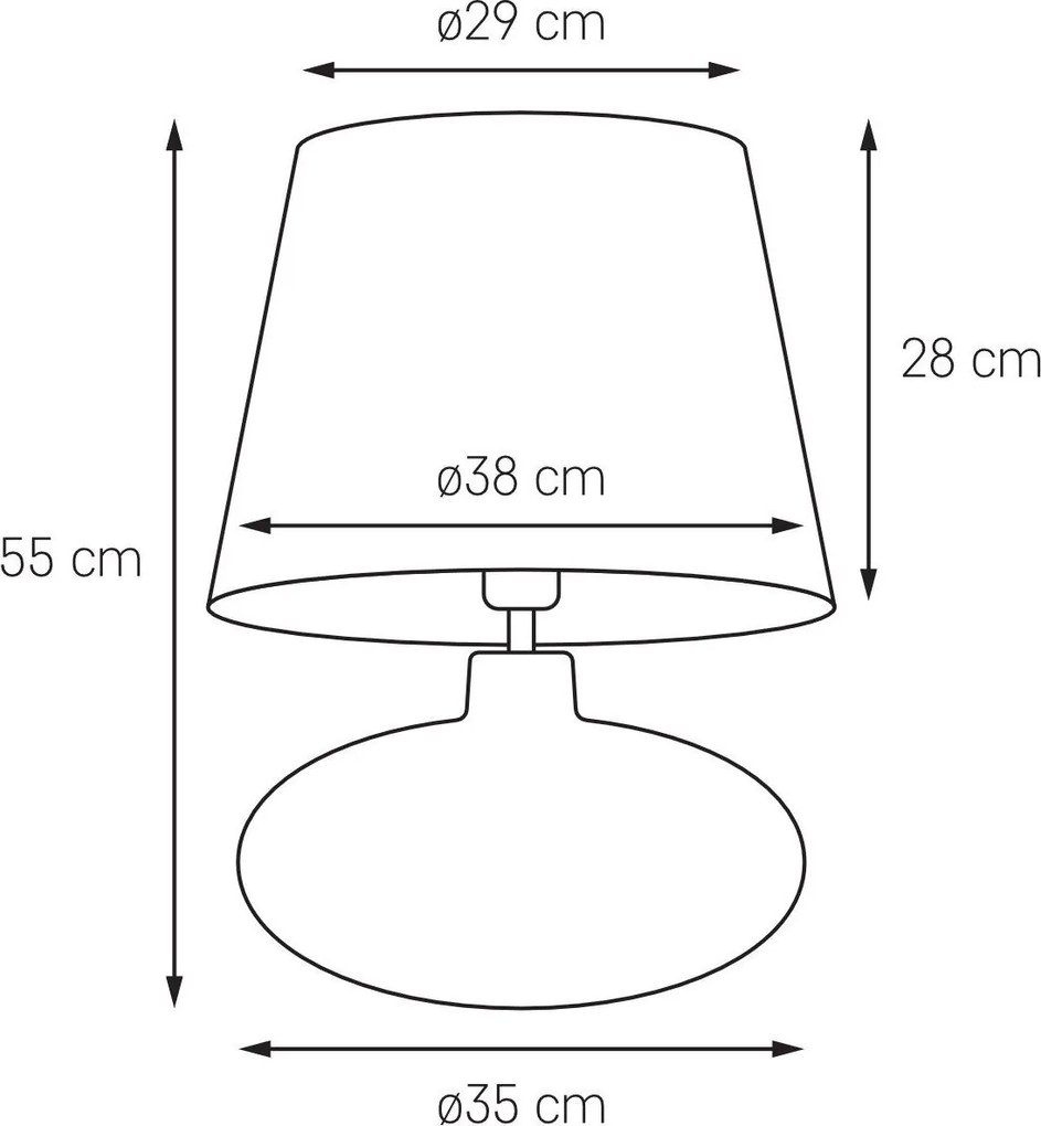 Stolní lampa Sawa průhledný podstavec a modré stínidlo