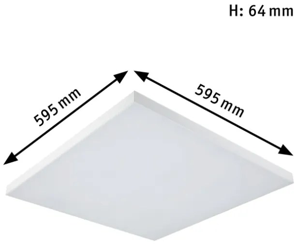 Paulmann 79906 Velora, bílý subtilní stropní LED panel Rainbow dynamic RGBW, 31W LED 3000-6500K, 59x59cm, dálkové ovládání