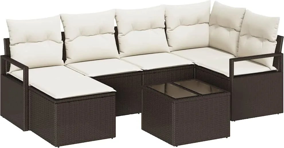 Set pohovek 7 ks Hnědá polyratan 3346458