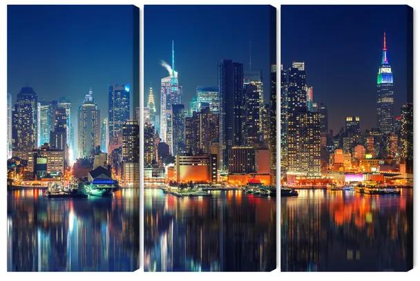 Vícedílný obraz Panoramatický Výhled Na Manhattan V Noci Nedostatek Nedostatek Přírodní plátno 180x120