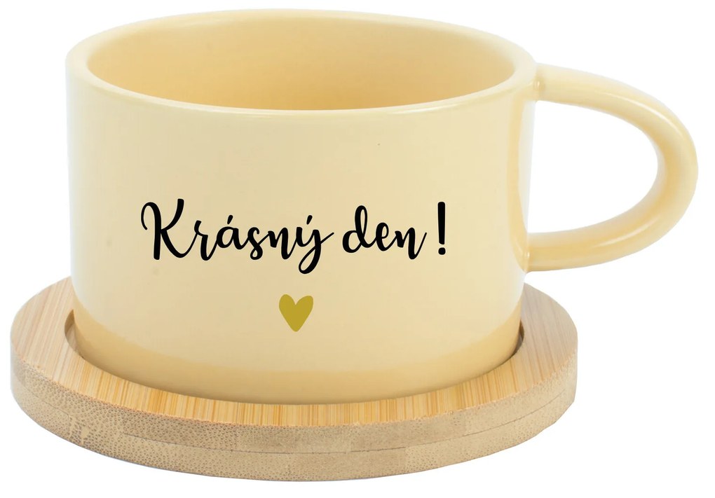 KRÁSNÝ DEN! - žlutý hrníček makronka 200 ml
