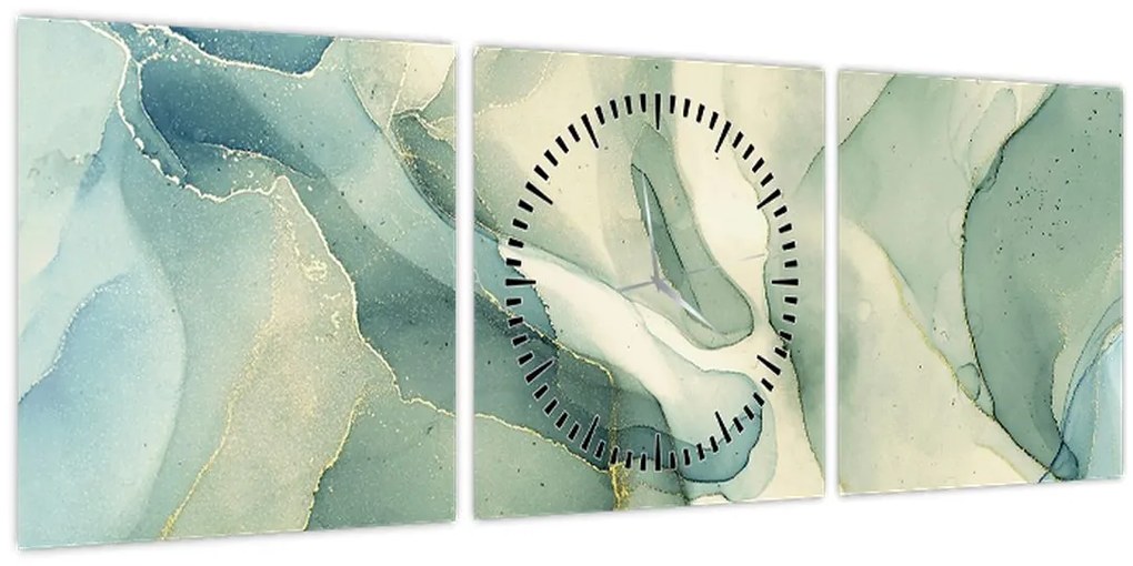Obraz - Inkoustová abstrakce 3 (s hodinami) (90x30 cm)