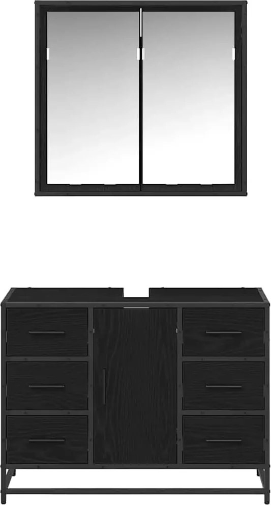 Sada koupelnového nábytku 2 ks Černý dub 80 x 33 x 60 cm 3402431