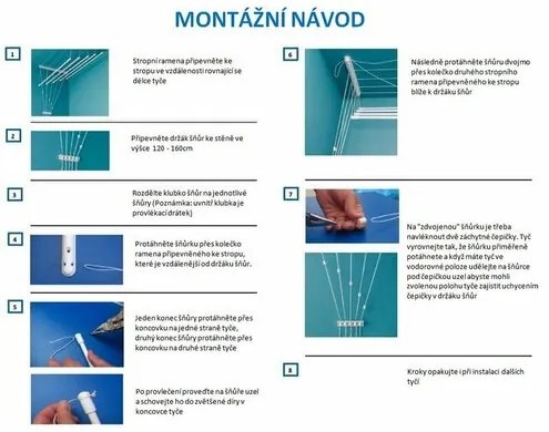 Stropní sušák na prádlo Ideal 6 tyčí, 200 cm, 200 cm