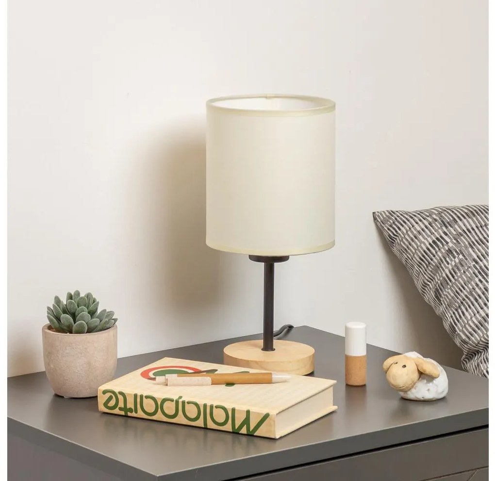 Brilagi - Stolní lampa NUBILA WOOD 1xE27/25W/230V dub/černá/krémová