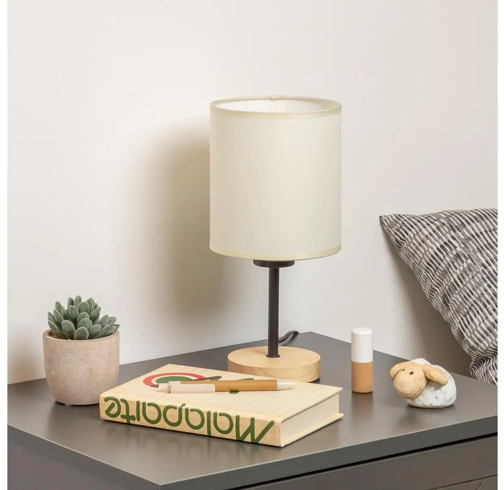 Brilagi - Stolní lampa NUBILA WOOD 1xE27/25W/230V dub/černá/krémová Biano.cz