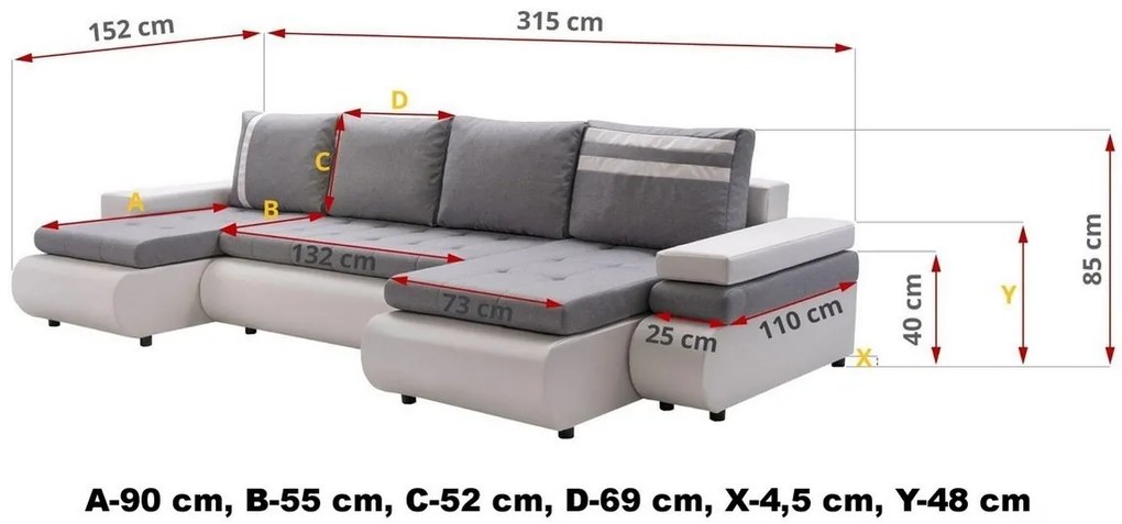 Casarredo - Komfort nábytek Rozkládací sedací souprava do U MELCHOR s úložným prostorem, Sioux 1115/Trinity 8 | Vyberte si sedačku:: levá
