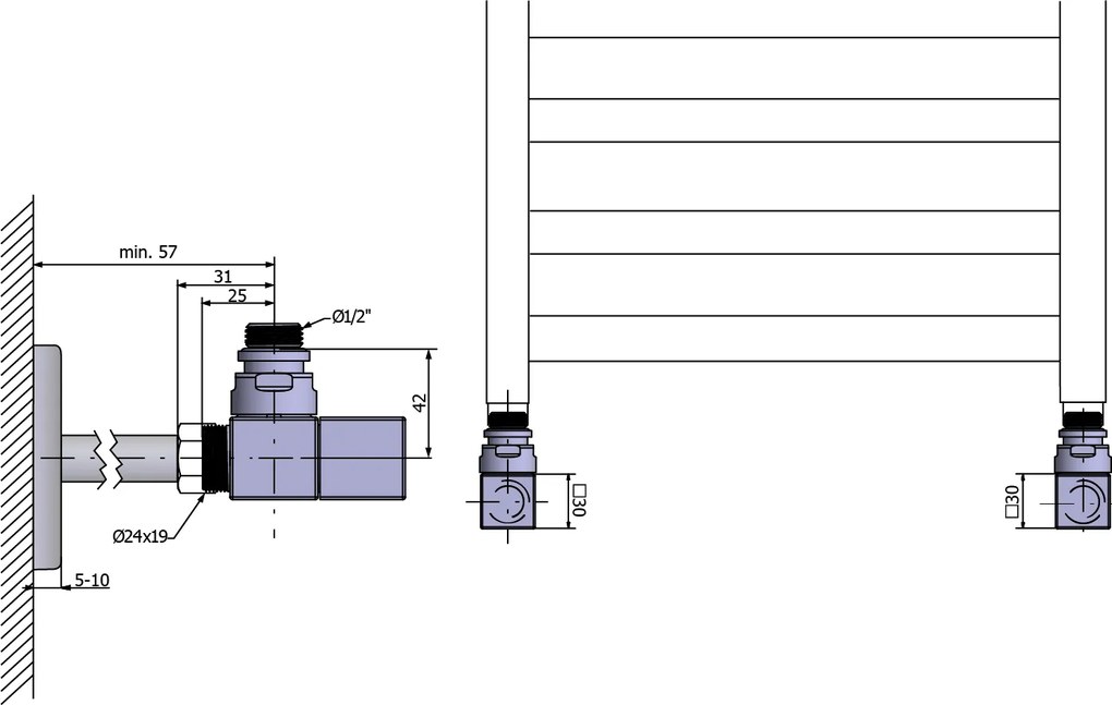 Sapho Cube připojovací sada ventilů ruční rohová černá CP4510BS