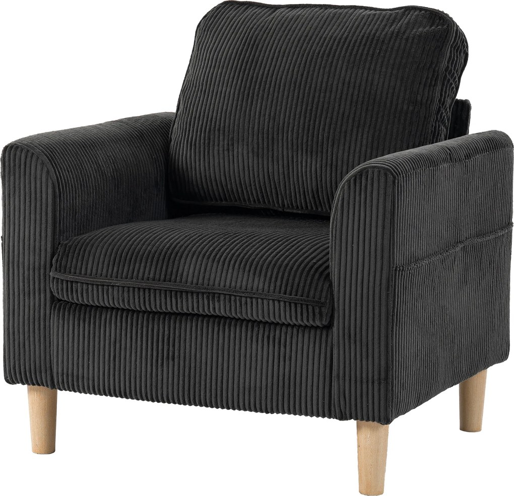 HOMCOM sametové křeslo do obývacího pokoje, čalouněné jednosedačkové křeslo, široké sedadlo, polštář s pružinovým jádrem, 83x74x87 cm, tmavě šedé