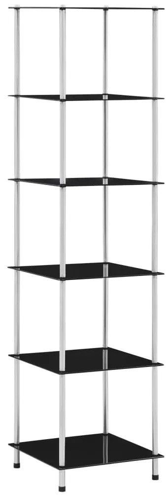 6patrová police černá 40 × 40 × 160 cm tvrzené sklo 249512