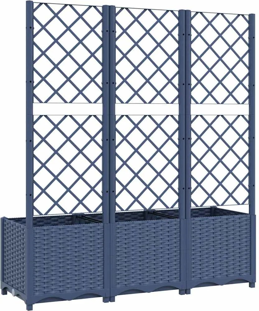 Zahradní truhlík s treláží modrá šedá 120 x 40 x 136 cm PP 318253