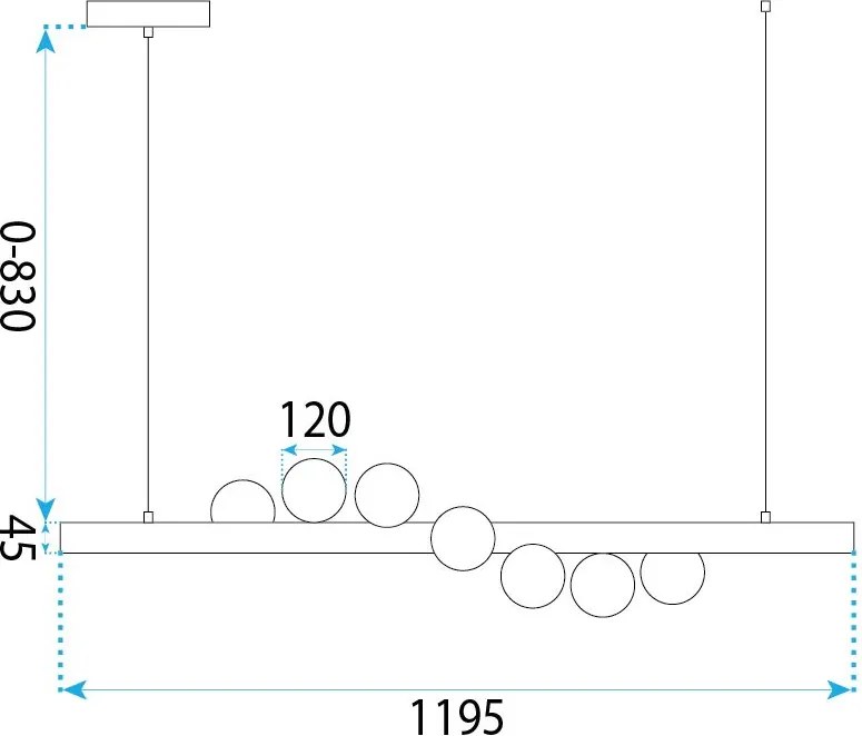 Toolight Rea, Závěsné stropní svítidlo APP1907-7CP, OSW-66580