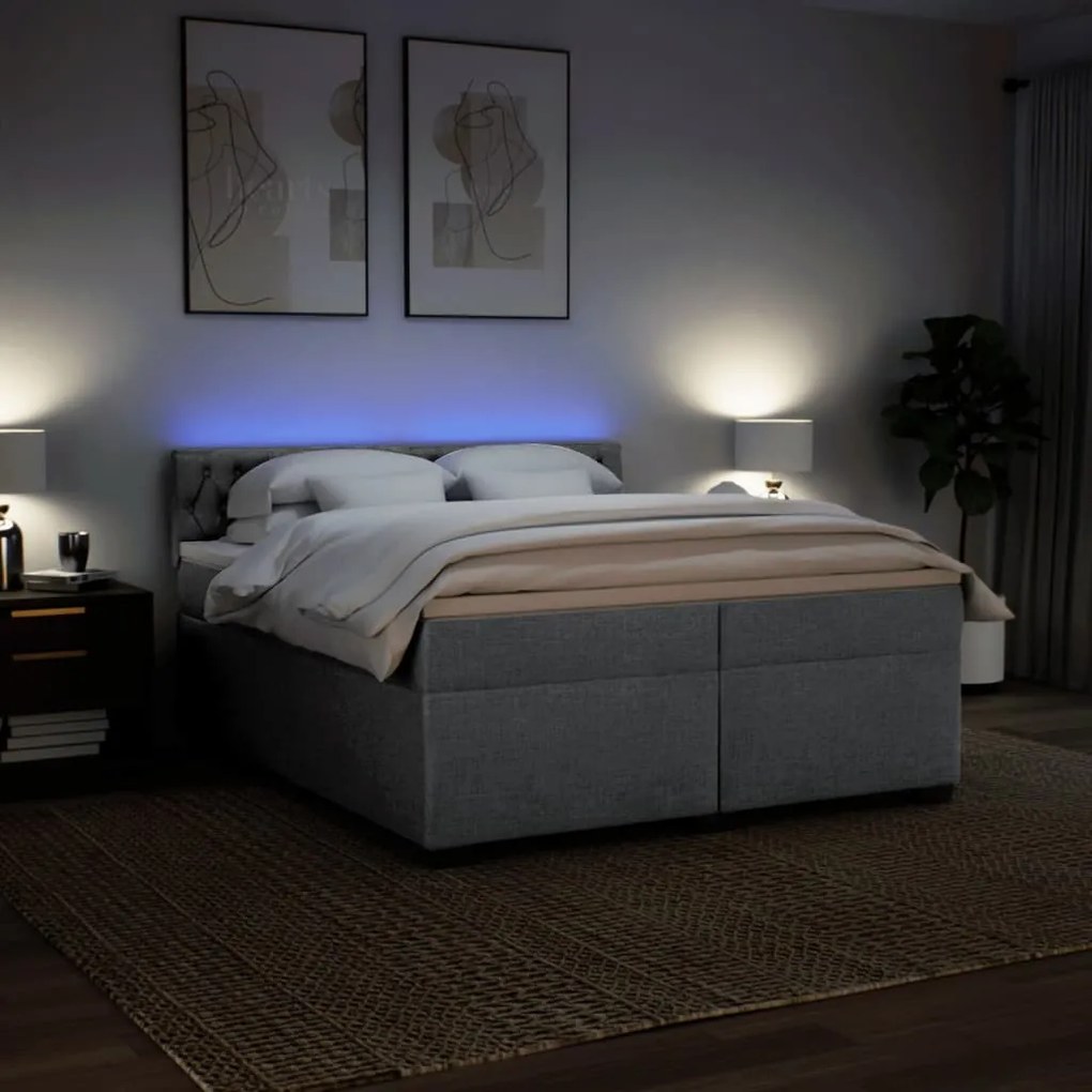 Box spring postel s matrací světle šedá 200 x 200 cm textil 3288302