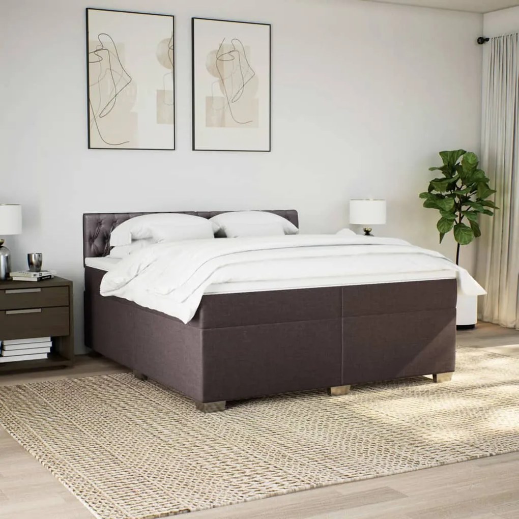 Box spring postel s matrací tmavě hnědá 200x200 cm textil 3286005