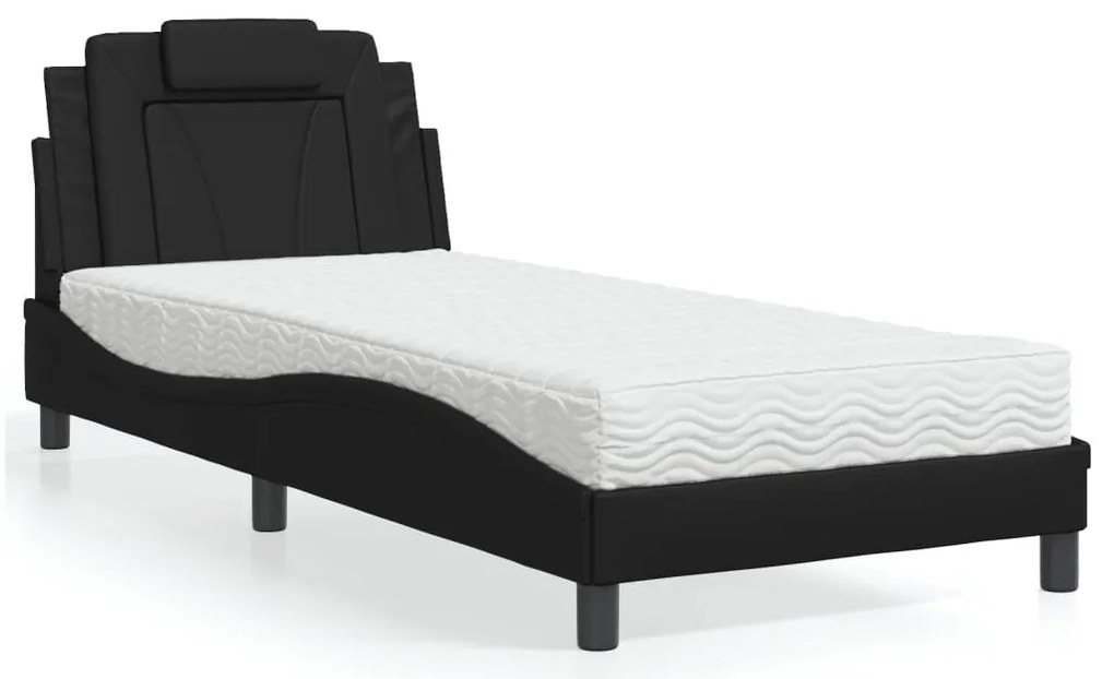 Postel Viana s matrací černá 90 x 190 cm umělá kůže 3208761