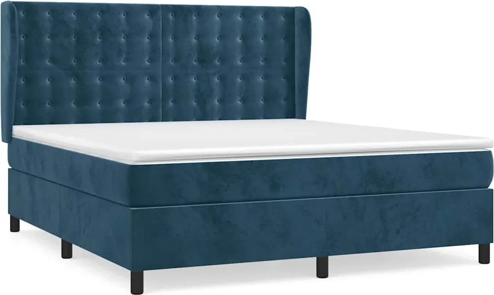 Box spring postel s matrací tmavě modrá 160x200 cm samet 3129463