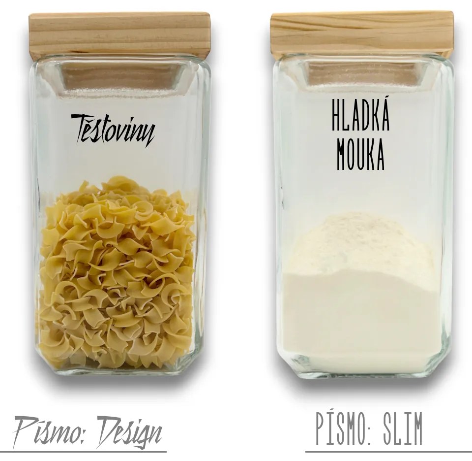 5Five® Skleněná bytelná dóza hranatá s dřevěným víkem, 1,7l KWADR