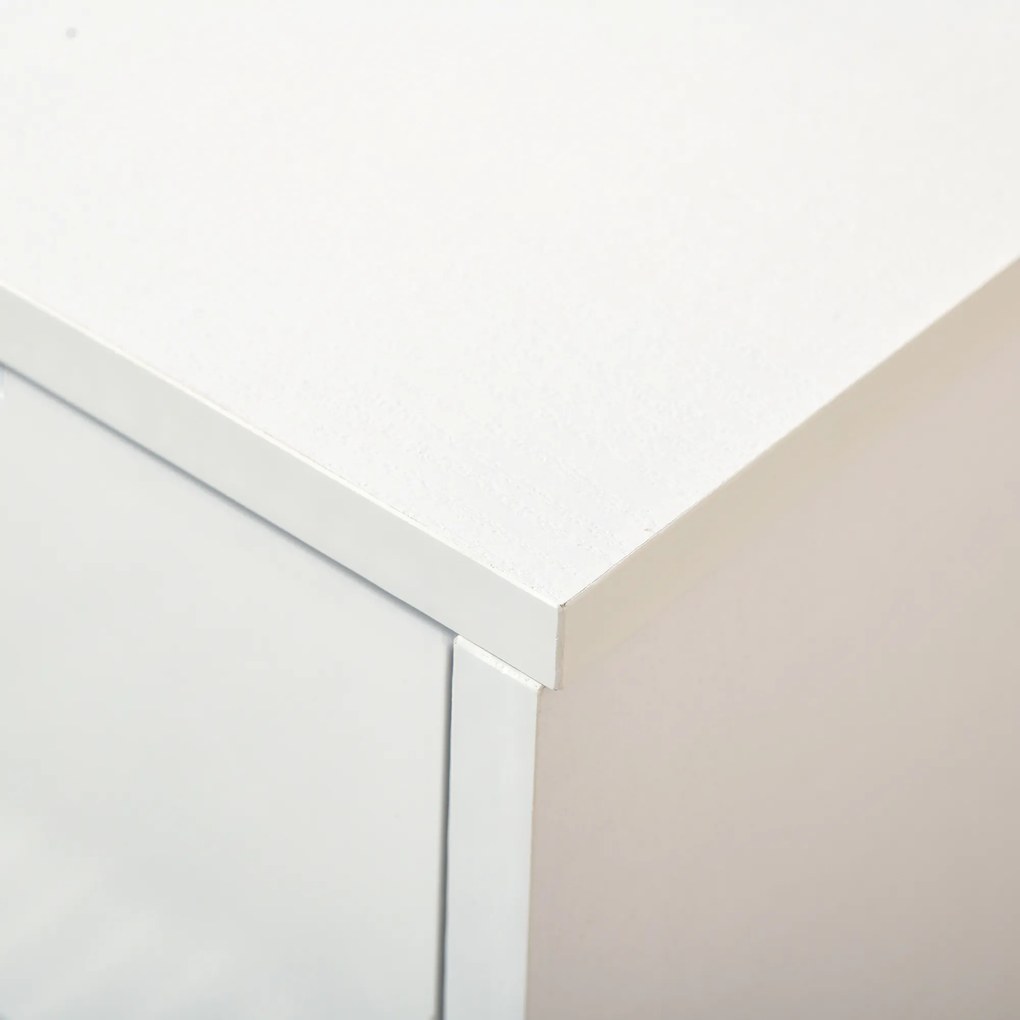 HOMCOM Skříň na boty - 3 skládací dveře a posuvná zásuvka - rozměry 62Š x 24H x 135V cm - hliníkové úchyty. Dřevotříska Bílá
