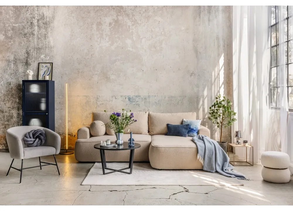 Modrá kovová vitrína Unique Furniture Bronco, výška 160 cm
