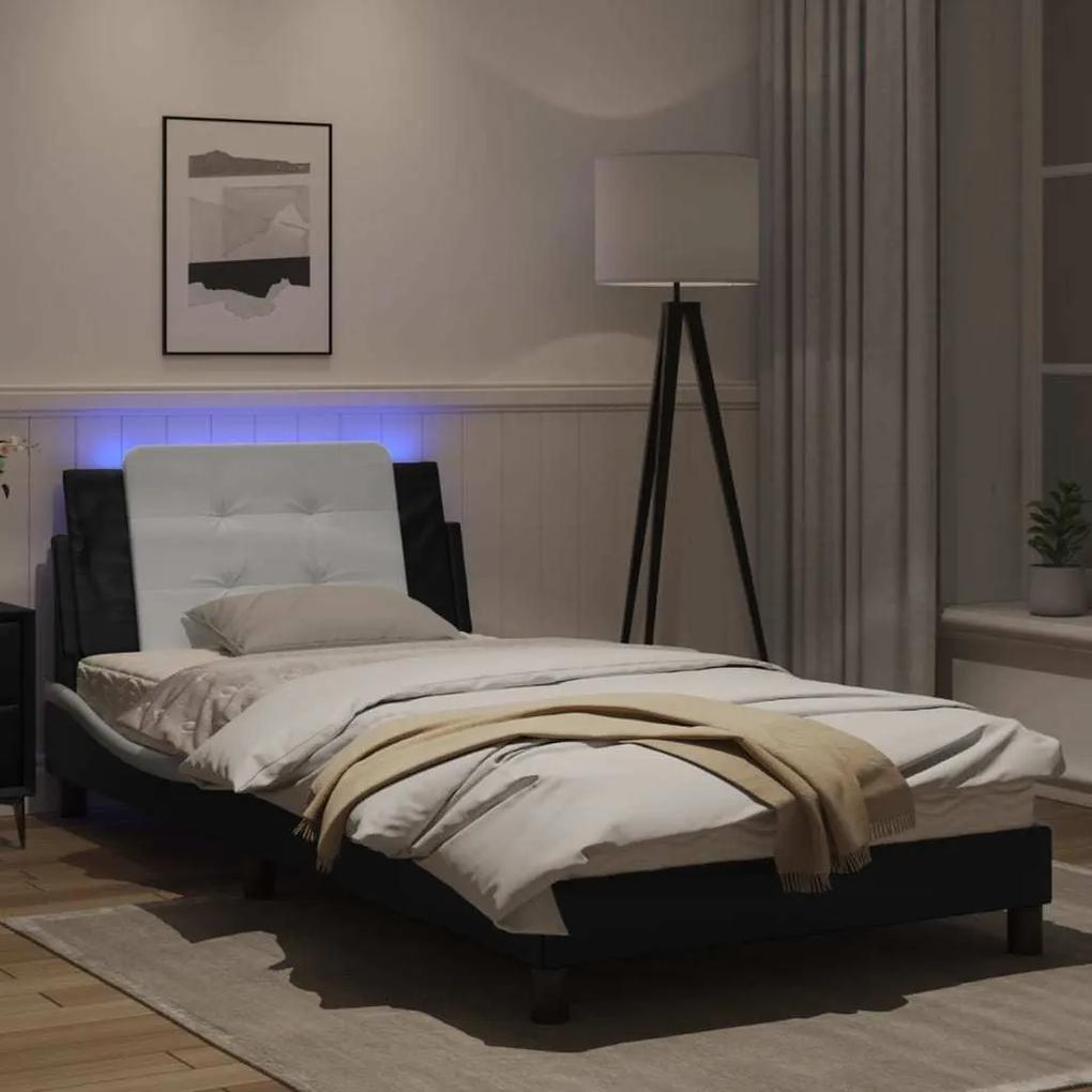 vidaXL Rám postele s LED osvětlením 100 x 200 cm umělá kůže [3214094] Barva: Černobílý