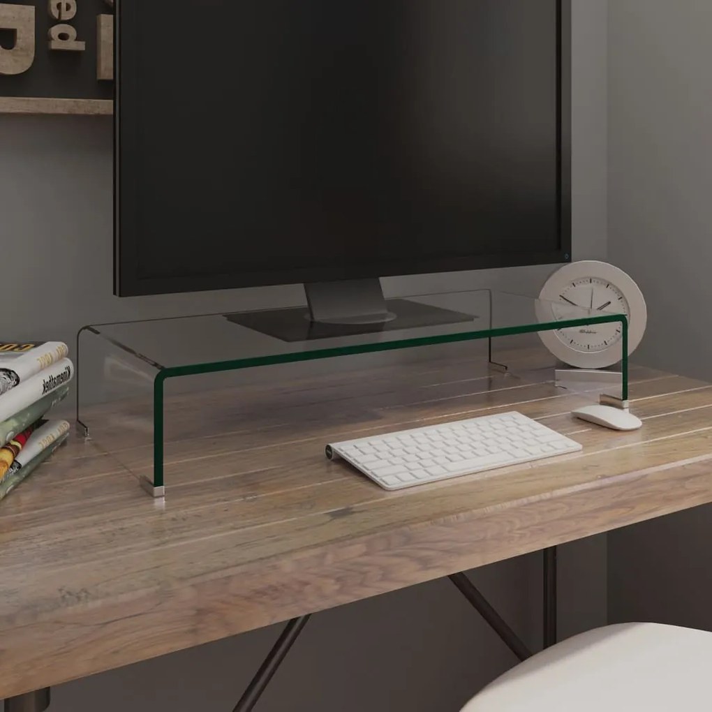 TV stolek / podstavec na monitor čiré sklo 70x30x13 cm 244128
