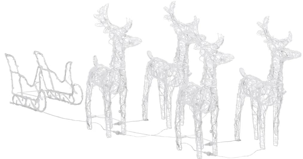 vidaXL Vánoční sobi se sáněmi 280 x 28 x 55 cm akryl