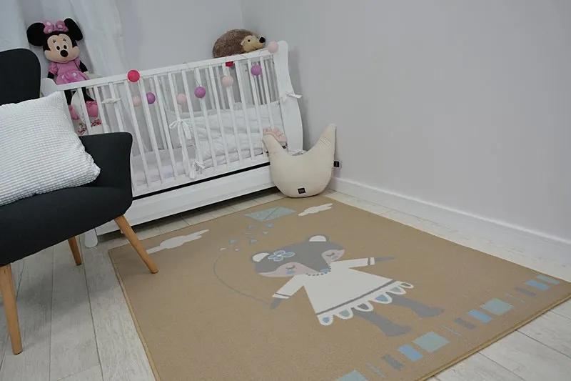 Dětský protiskluzový koberec LOKO Myška béž - 160x220 cm