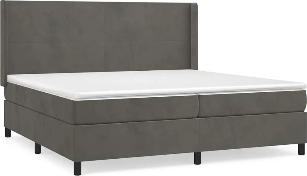 Box spring postel s matrací tmavě šedá 200x200 cm samet 3132580