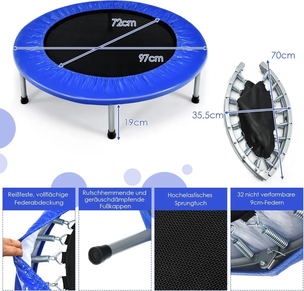 Costway Trampolína 97 cm Mini skládací trampolína Skládací fitness trampolína