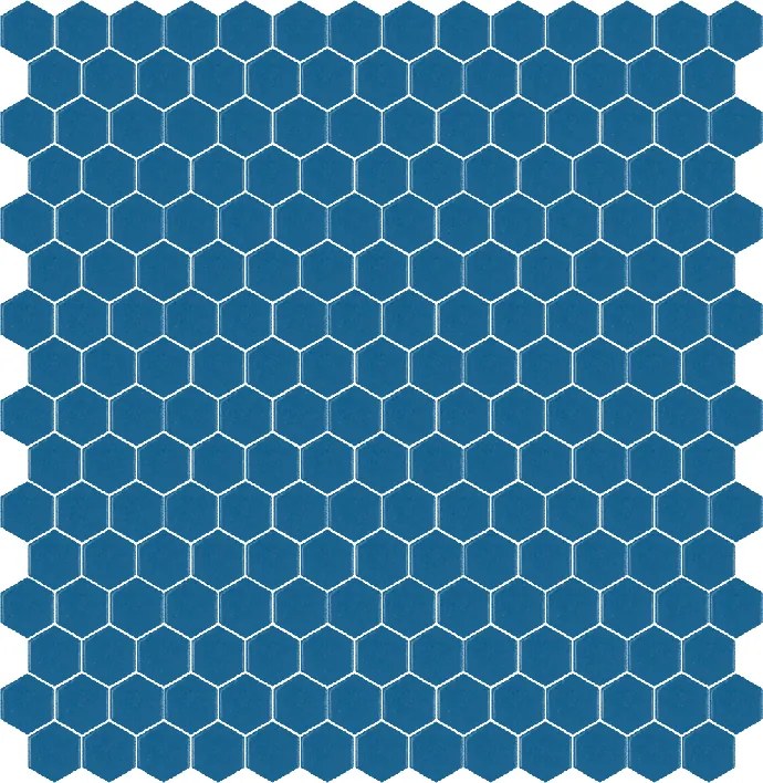 Hisbalit Obklad skleněná modrá Mozaika 240B MAT hexagony  hexagony 2,3x2,6 (33,33x33,33) cm - HEX240BMH