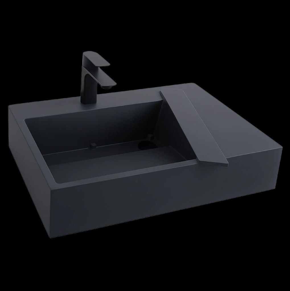 Rea Archi, umyvadlo na desku z konglomerátu 750x430x140 mm, levá verze, šedá matná, REA-U4303