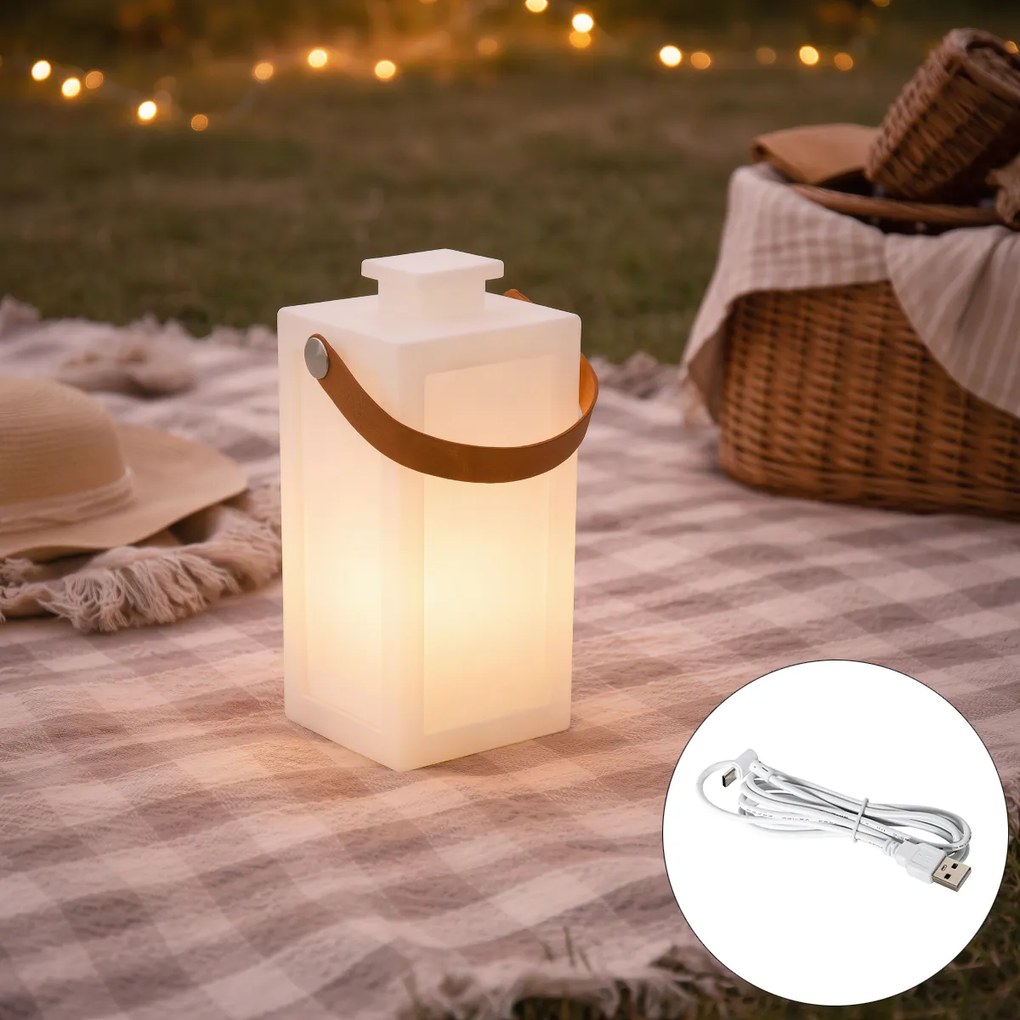 Moderní stolní lampa bílá efekt plamene dobíjecí IP44 - Stard