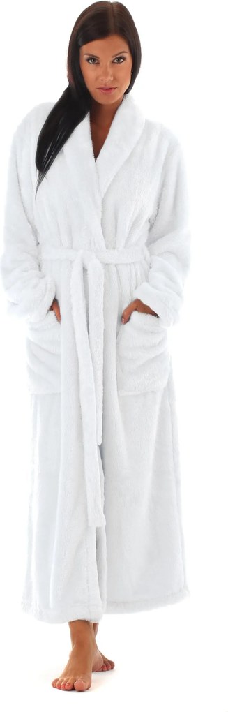 Župan unisex huňatý Jack/Lilly bílý s kapucí mikroplyš 21 20 0100 - L