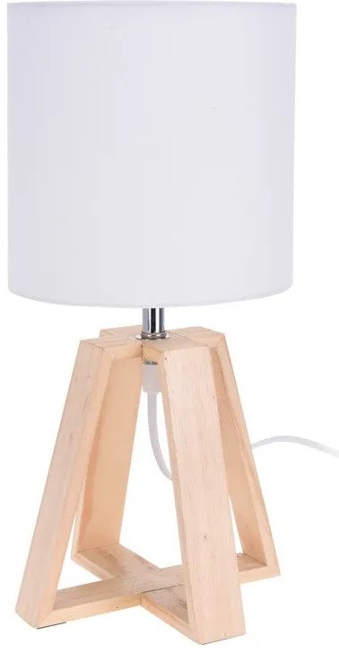 Stolní lampa s dřevěným podstavcem, 26 cm, bílá