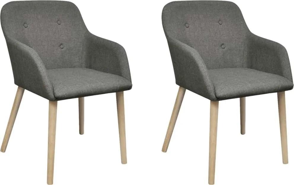 vidaXL Jídelní židle 2 ks textil a masivní dubové dřevo [241156] Barva: světle šedá