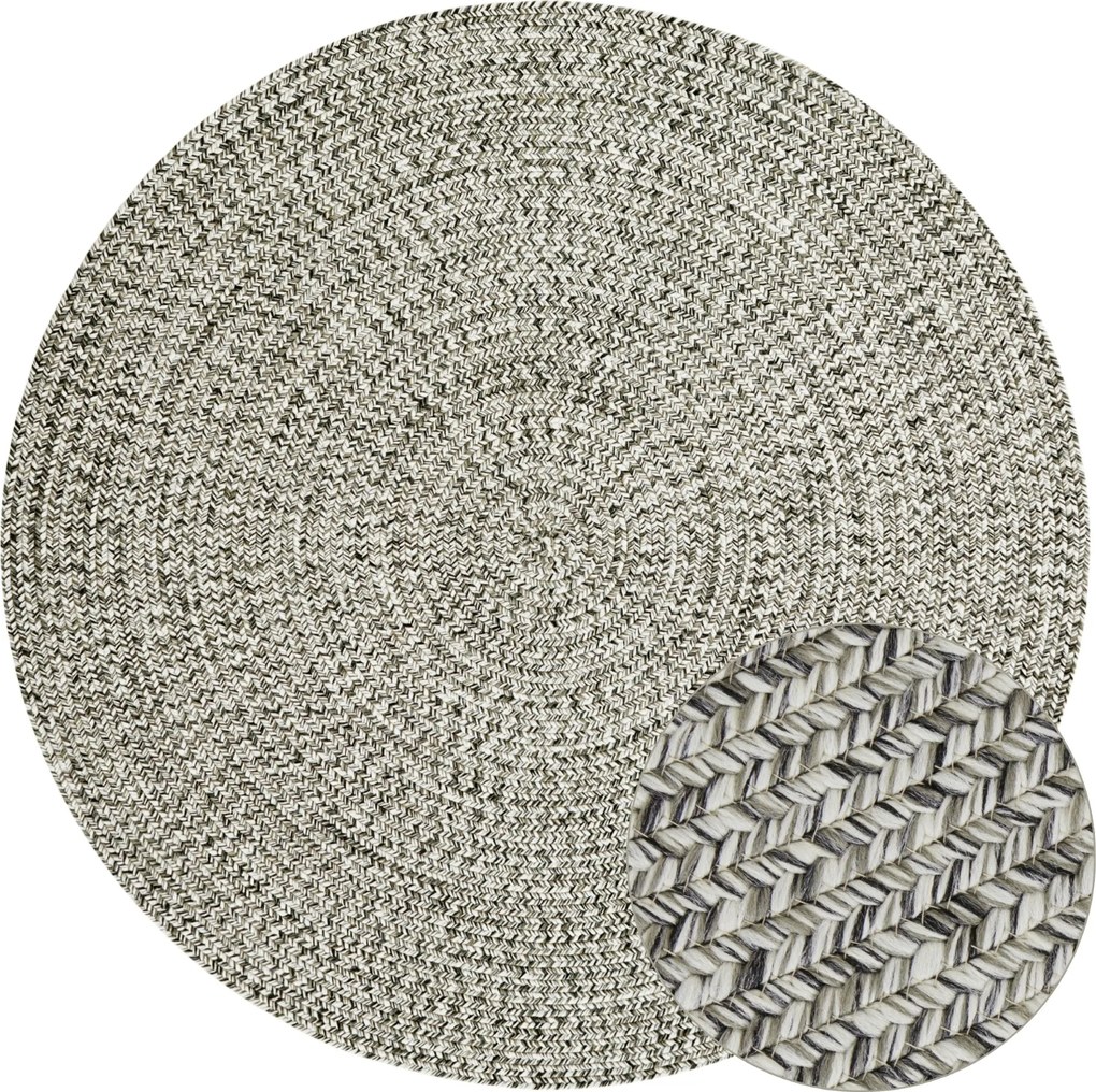 Kusový koberec Braided 105552 Melange kruh – na von aj na doma, 200x200 (priemer) kruh, béžová, chodba / predsieň, Hanse Home
