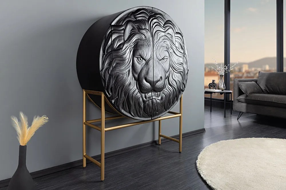 Designová vysoká komoda Hergus 140 cm černé mango